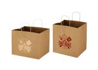 China Waterproof Kraft Brown Paper Carry Bags Custom Printed For Shopping Food for sale