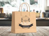 China Eco Friendly Printed Takeaway Bags Tear Resistant Brown Kraft Paper for sale