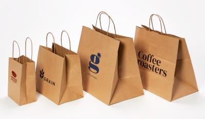 China Biodegradable Recycled Paper Grocery Bags For Retail Stores Supermarkets for sale