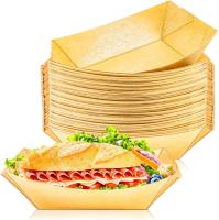 China Heat Resistant Brown Paper Serving Tray Plates & Boats For Food Biodegradable for sale