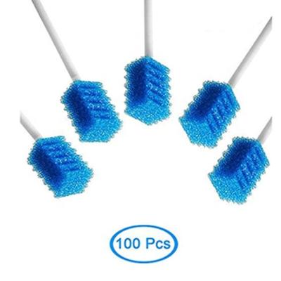 China Disposable Oral Swab for Mouth Cleaning Sponge Swabs-Blue 100 Counts for sale