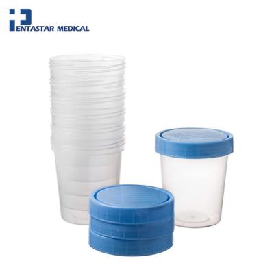 China 4OZ Plastic disposable medical lab specimen cup sample container urine cup specimen cups with screw on lids for sale
