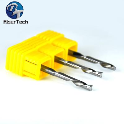 China Single Flute Down Cut Spiral Carbide End Mill For MDF Wood Cutting And Engraving for sale