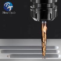 China 2 Flute Carbide Spiral Tapered Ball Nose End Mill Copper Gold Coated For Metal Wood Engraving for sale