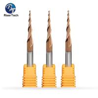 China 2 Flute Carbide Spiral Tapered Ball Nose End Mill Copper Gold Coated For Metal Wood Engraving for sale