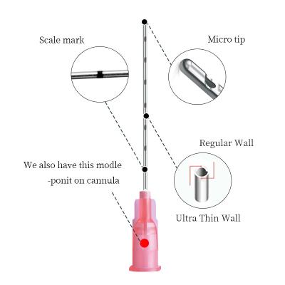 China microcannula disposable 22G 50mm tip cannula injection blunt tip micro cannula needle for fillers for sale
