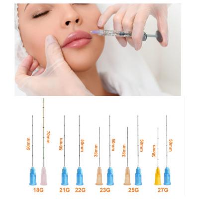 China 25g 50mm micro stainless steel blunt tip needle cannula For dermal filler syringe for sale