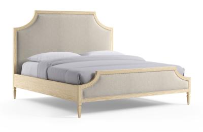 China Elegant Linen Upholstered Wood Frame Bed Stylish High Stability Easy To Clean for sale