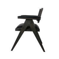 China Rattan Back Dining Chair with Soft Upholstered leather faux leather Seat and Armrests for sale