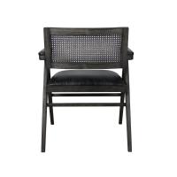 China Rattan Back Dining Chair with Soft Upholstered leather faux leather Seat and Armrests for sale