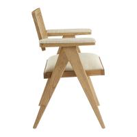 China Natural Rattan Back Dining Chair with Upholstered Cotton/Linen Cushion and Elegant Armrests for sale