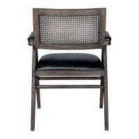 China Natural Rattan Back Dining Chair with Upholstered leather faux leather and Elegant Armrests for sale