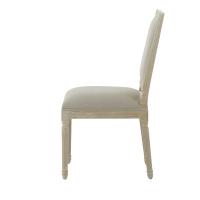 China French-Style Dining Chair with Rectangular Thick Upholstered Back and Linen Soft Cushion for sale