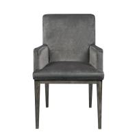 China Velvet Upholstered Dining or Lounge Chair with Armrests and Solid Wood Frame for sale