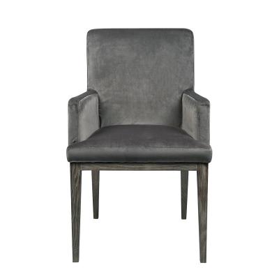 China Velvet Upholstered Dining or Lounge Chair with Armrests and Solid Wood Frame for sale