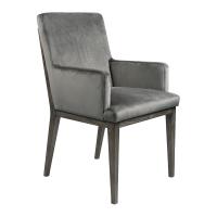 China Velvet Upholstered Dining or Lounge Chair with Armrests and Solid Wood Frame for sale