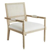 China Vintage-Inspired Lounge Chair with Back Cushion, Designer Armrests, and Solid Wood Legs for sale