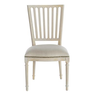 China French-Style Dining Chair with Lattice Back, No Armrests, and Nailhead Trim for sale