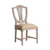 China Designer French Style Dining Chairs With Unique Backrest And Linen Upholstered Seat for sale