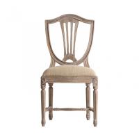 China Designer French Style Dining Chairs With Unique Backrest And Linen Upholstered Seat for sale