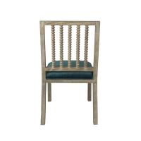 China intage Dining Chair with Lattice Back Design, Soft Velvet Seat, and Distressed Paint Finish for sale