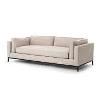 China Cotton Fabric Three Seater Sofa Comfort With Armrests And Minimalist Legs for sale