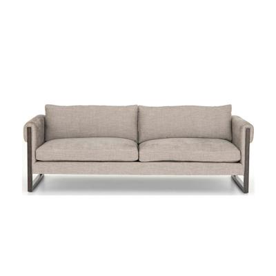 China Cotton Upholstery Sofa With Wood Legs Two Three Seater Sofa With Padded Armrests for sale