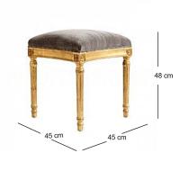 China Luxury Gold Carved Vintage Upholstered Bench 45×45×48cm Solid Wood Frame for sale