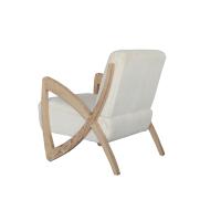 China Linen Solid Wood Lounge Chairs Wood Frame Accent Chair With Sculptural Arms for sale