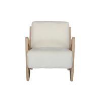 China Linen Solid Wood Lounge Chairs Wood Frame Accent Chair With Sculptural Arms for sale