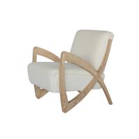 China Linen Solid Wood Lounge Chairs Wood Frame Accent Chair With Sculptural Arms for sale