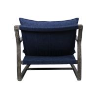 China Modern Wooden Frame Lounge Chair 82x91x76cm Comfortable With Navy Blue Cushions for sale