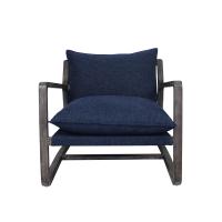 China Modern Wooden Frame Lounge Chair 82x91x76cm Comfortable With Navy Blue Cushions for sale