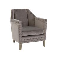 China Vintage Upholstered Accent Chairs Velvet Upholstered Lounge Chair With Studded Detailing for sale