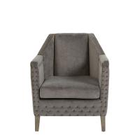 China Vintage Upholstered Accent Chairs Velvet Upholstered Lounge Chair With Studded Detailing for sale