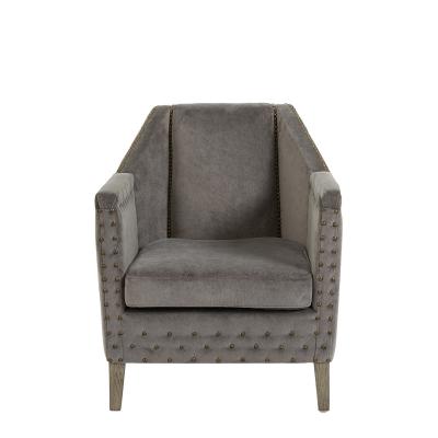China Vintage Upholstered Accent Chairs Velvet Upholstered Lounge Chair With Studded Detailing for sale