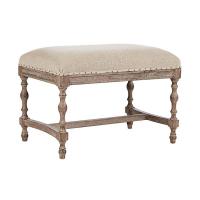 China Living Room Rustic Farmhouse Upholstered Bench Stable With Carved Wood Legs for sale
