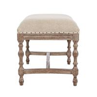 China Living Room Rustic Farmhouse Upholstered Bench Stable With Carved Wood Legs for sale