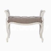 China Warmth And Elegance French Vintage Tufted Bench With Carved Wooden Frame for sale