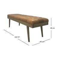 China Luxury Mid Century Modern Leather Bench Comfortable With Tufted Seat for sale