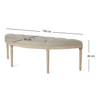 China French Country Solid Wood Bench Oval Tufted Upholstered Bench With Carved Wooden Legs for sale
