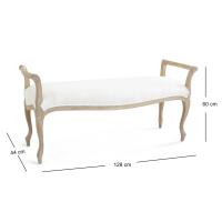 China French Country Long Upholstered Bench With Carved Wooden Frame 128×44×60cm for sale