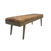 China Luxury Mid Century Modern Leather Bench Comfortable With Tufted Seat for sale