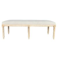 China Customization Solid Wood Bench Bobbin Legs French Country Upholstered Bench for sale