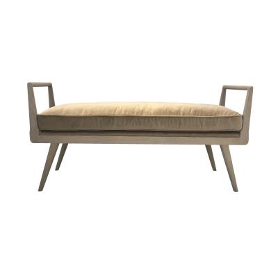 China Mid Century Modern Upholstered Bench With Wooden Frame And Armrests for sale
