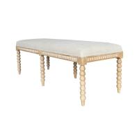 China Customization Solid Wood Bench Bobbin Legs French Country Upholstered Bench for sale