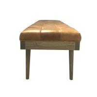 China Luxury Mid Century Modern Leather Bench Comfortable With Tufted Seat for sale
