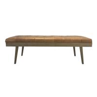 China Luxury Mid Century Modern Leather Bench Comfortable With Tufted Seat for sale