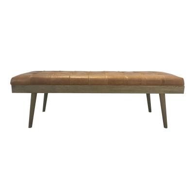 China Luxury Mid Century Modern Leather Bench Comfortable With Tufted Seat for sale