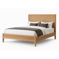 China Natural Rattan Solid Wood Platform Bed Customizable Modern Design Long Lasting for sale